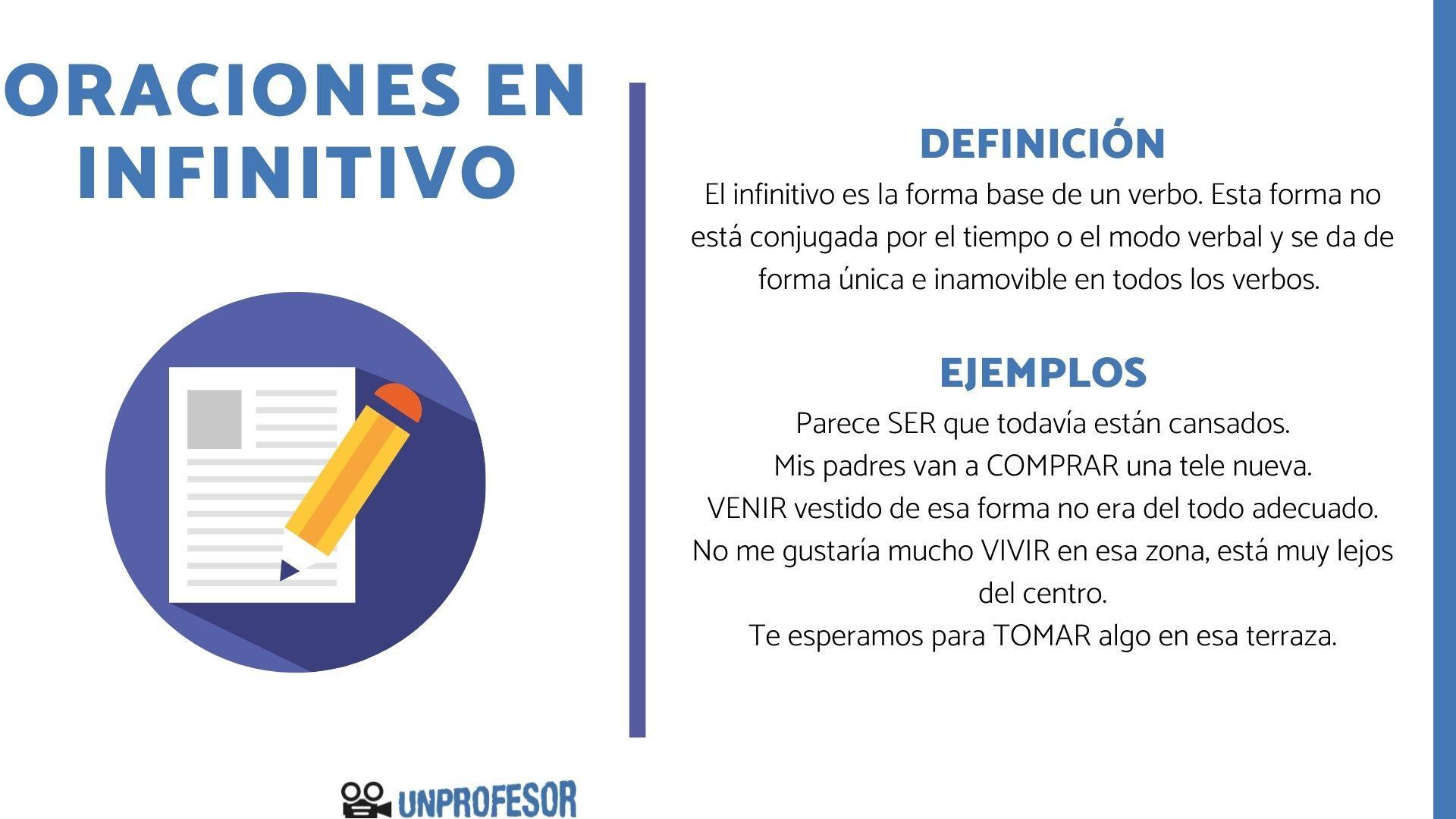 Lista de palabras en INFINITIVO - con ejemplos