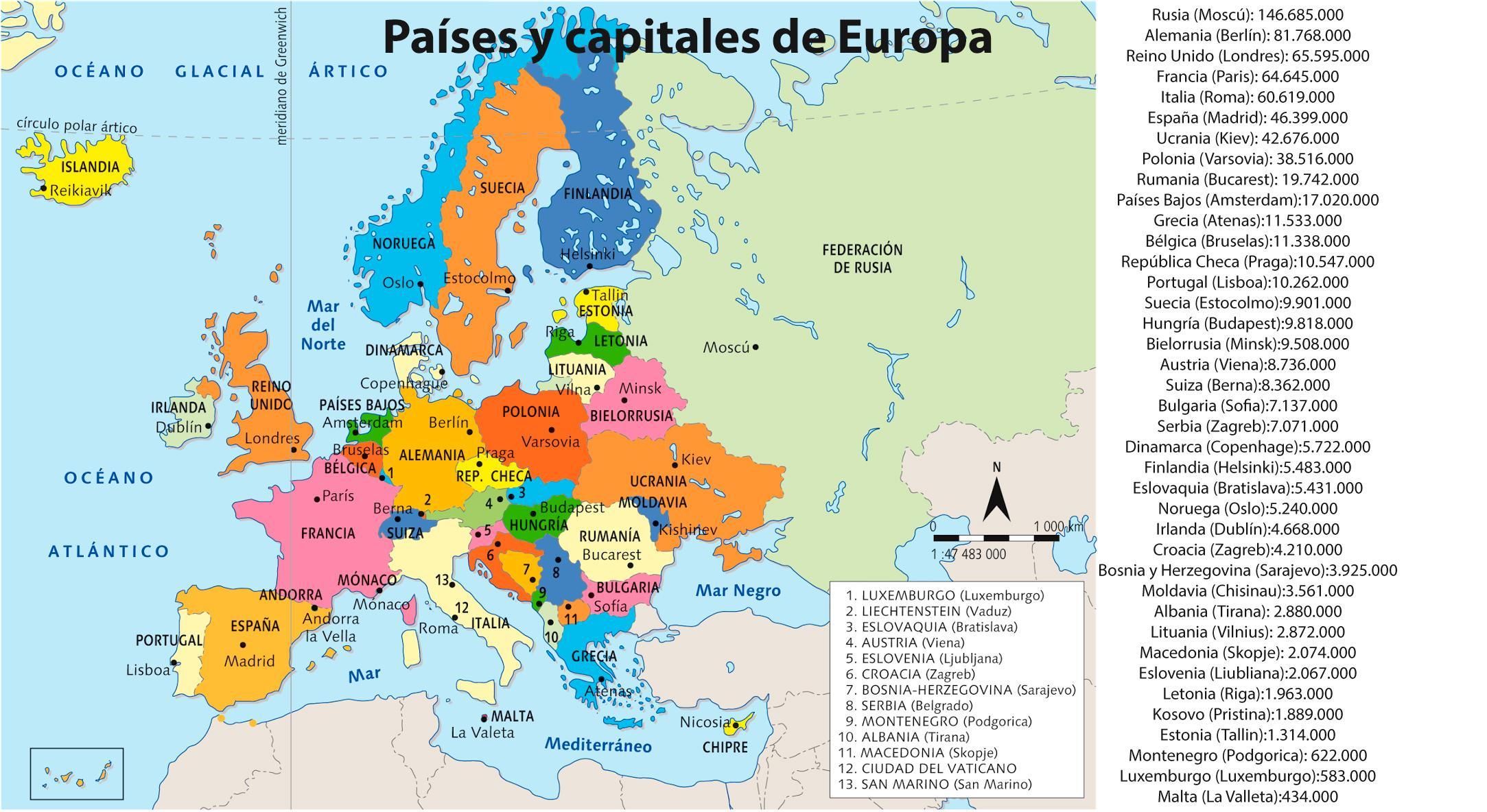 Países y capitales de la Unión Europea - Lista completa