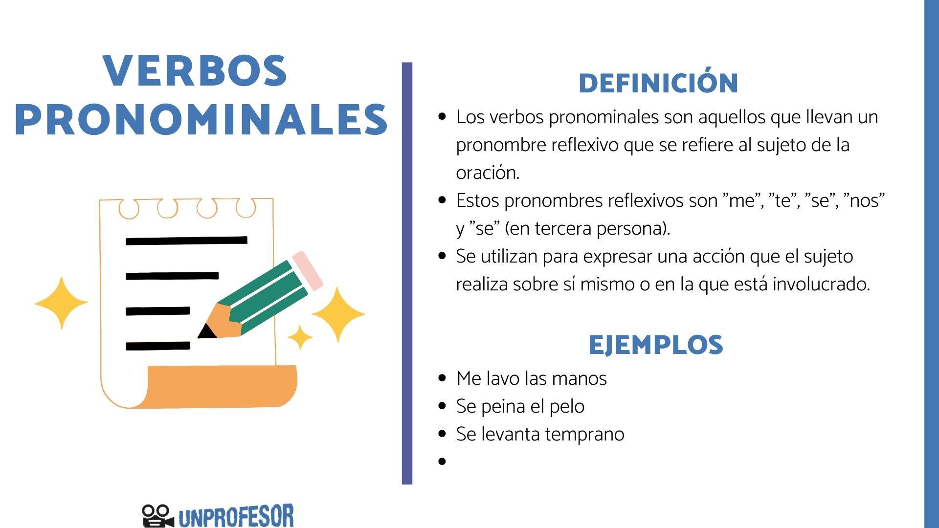 Qué son los verbos PRONOMINALES y cuáles son sus clases