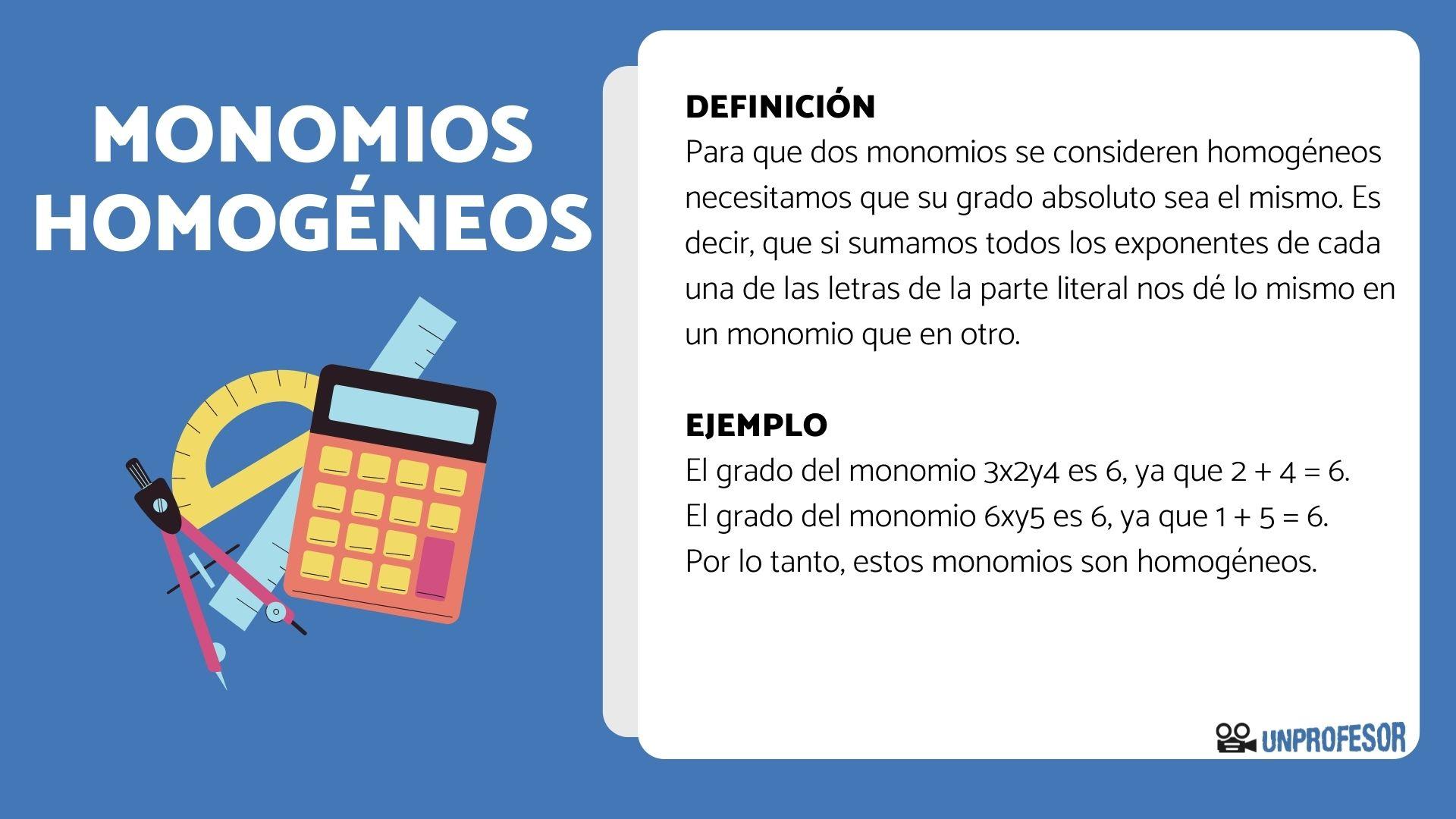 Monomios homogéneos - [con EJEMPLOS y ejercicios resueltos]