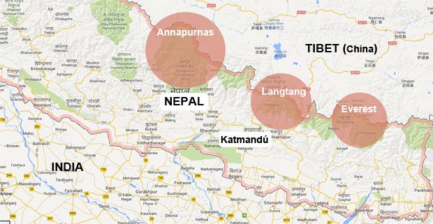 ¿Dónde está el Everest en el mapa?