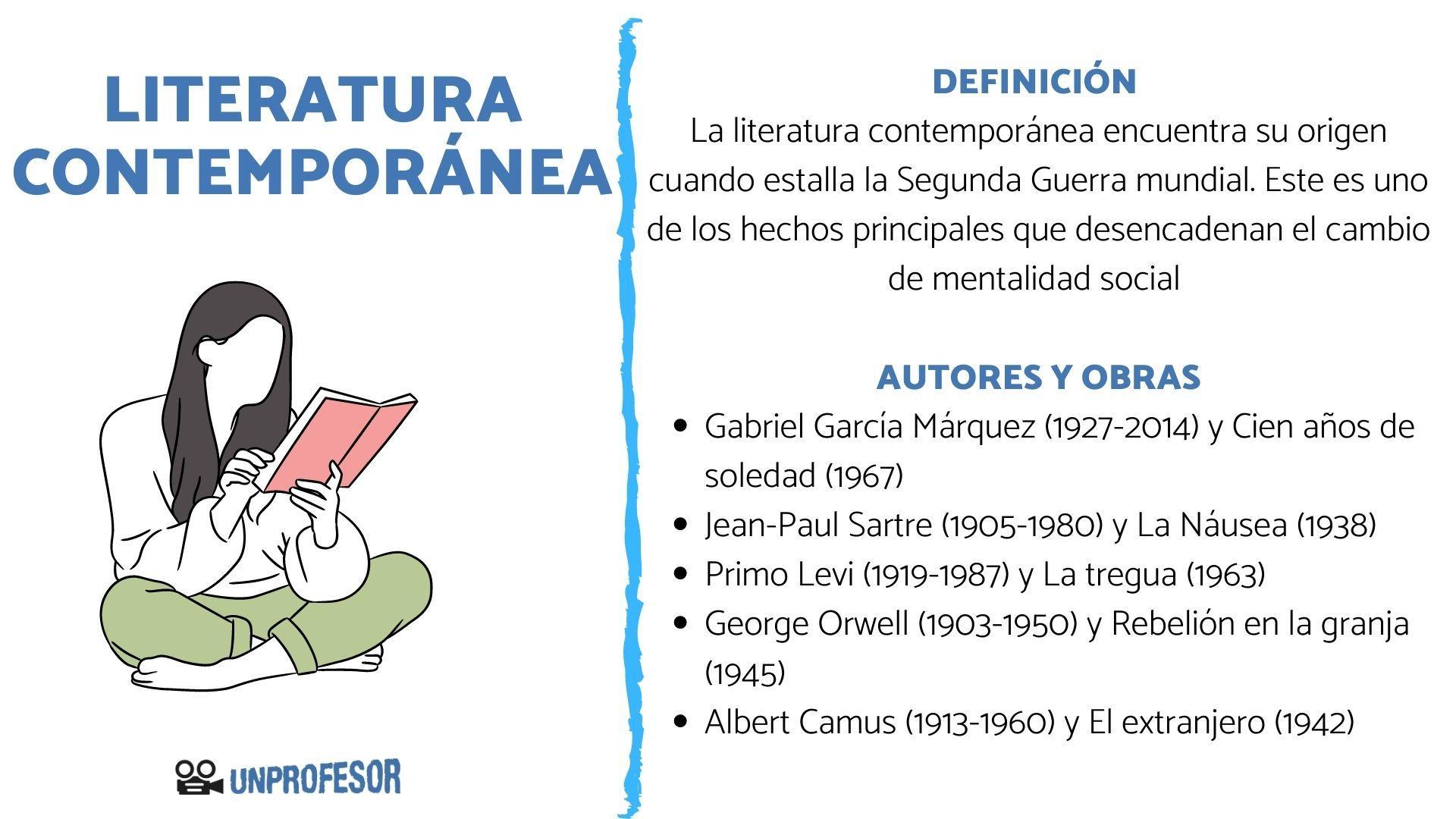 8 características de la literatura CONTEMPORÁNEA y ejemplos