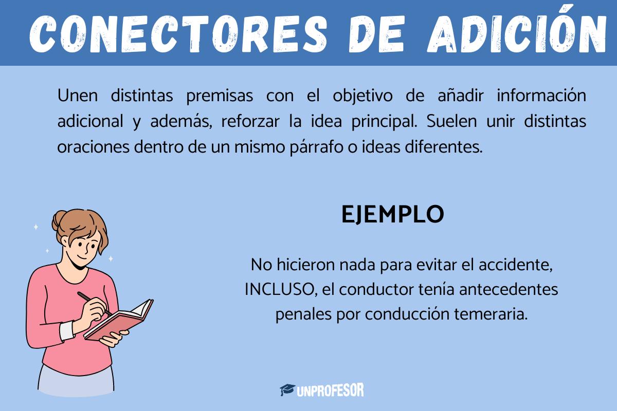 Qué son los conectores de ADICIÓN y ejemplos