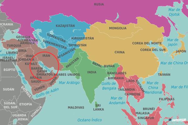 Países del Golfo Pérsico - Mapa