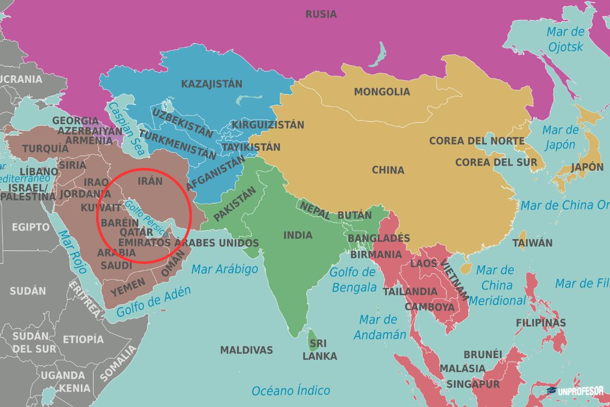 Países del Golfo Pérsico - Mapa