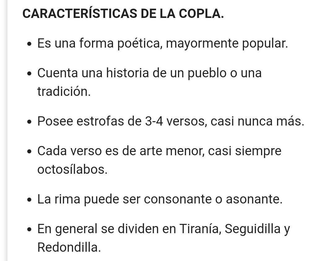 Qué es una COPLA y ejemplos - para niños!!