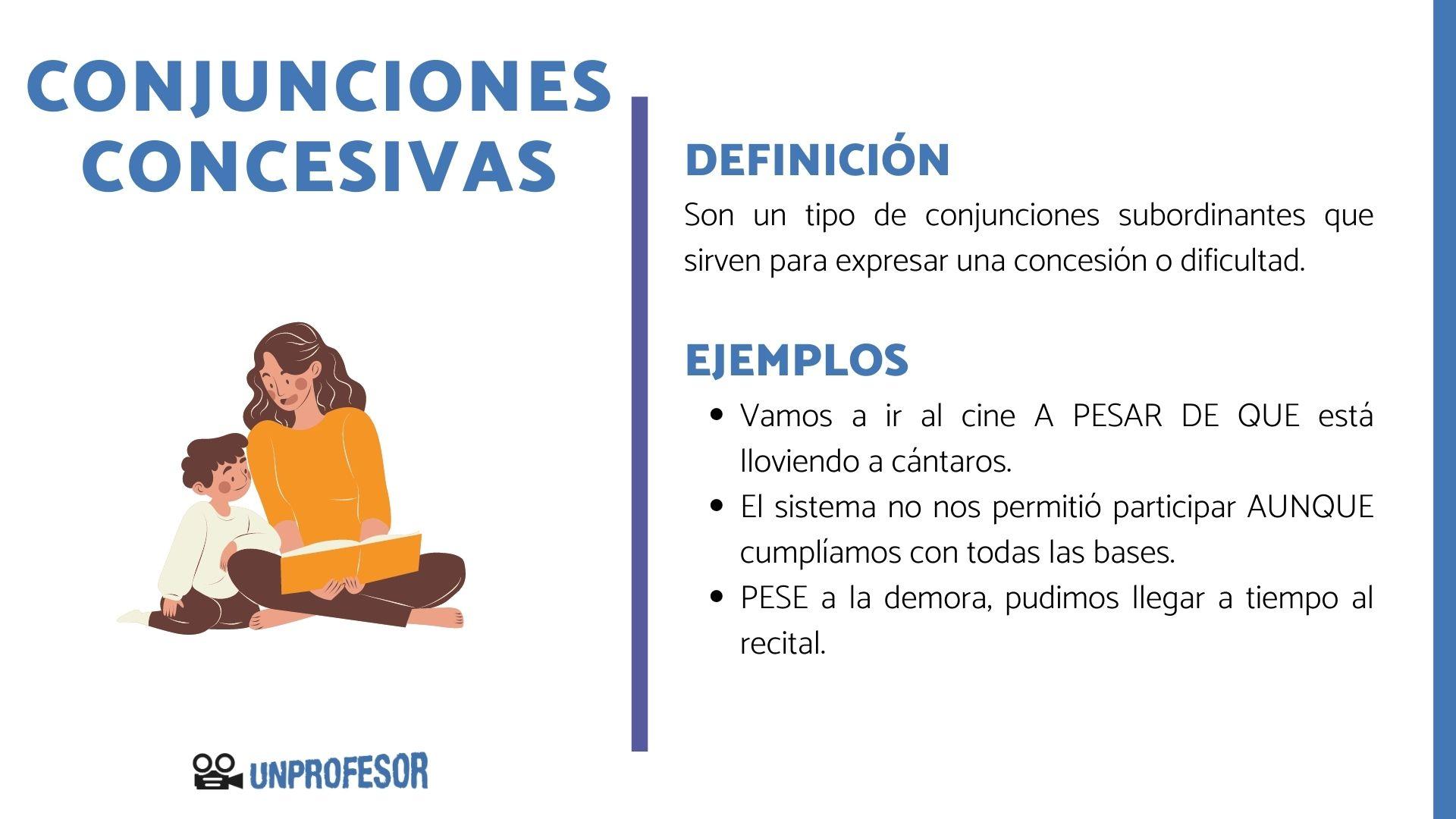 Qué son las conjunciones CONCESIVAS - con ejemplos