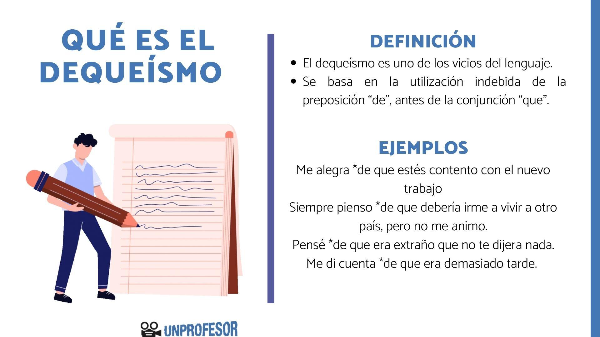 Qué es el DEQUEÍSMO - Resumen con EJEMPLOS, ejercicios y soluciones