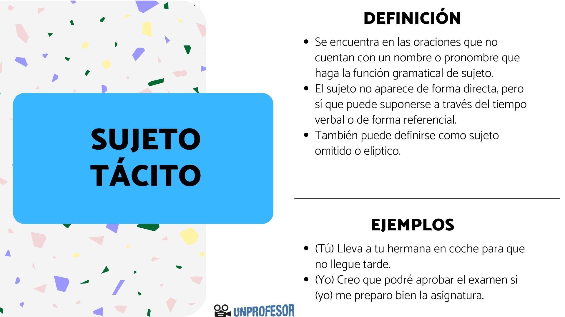 Definición y ejemplos de oraciones de SUJETO TÁCITO - fácil!