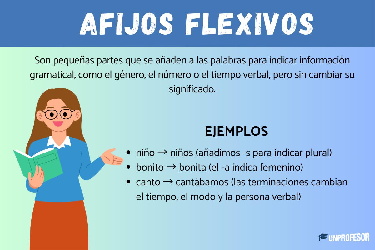 Qué son los afijos FLEXIVOS y ejemplos