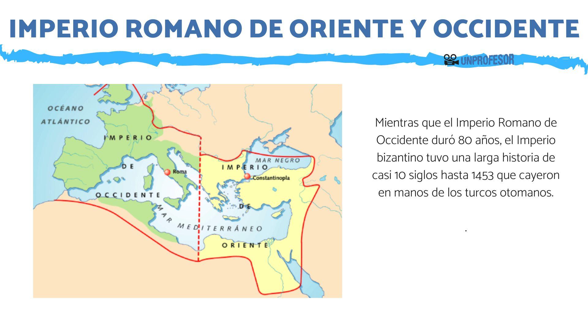 Diferencias entre el imperio ROMANO de Oriente y Occidente - RESUMEN