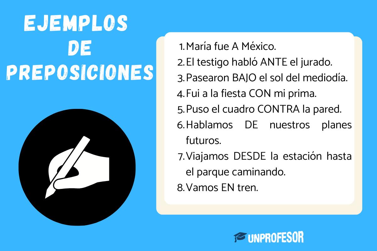 50 ejemplos de PREPOSICIONES
