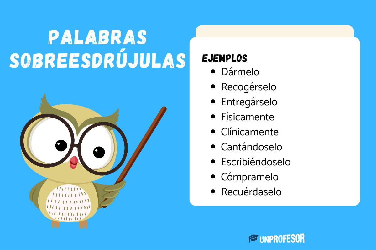40 ejemplos de palabras SOBREESDRÚJULAS - para niños