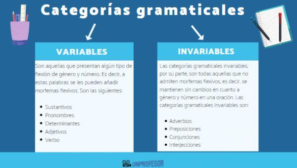 Categorías gramaticales invariables - RESUMEN con EJEMPLOS
