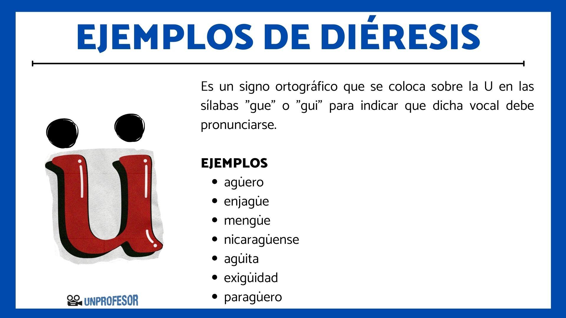 + 50 ejemplos de DIÉRESIS - para niños y niñas