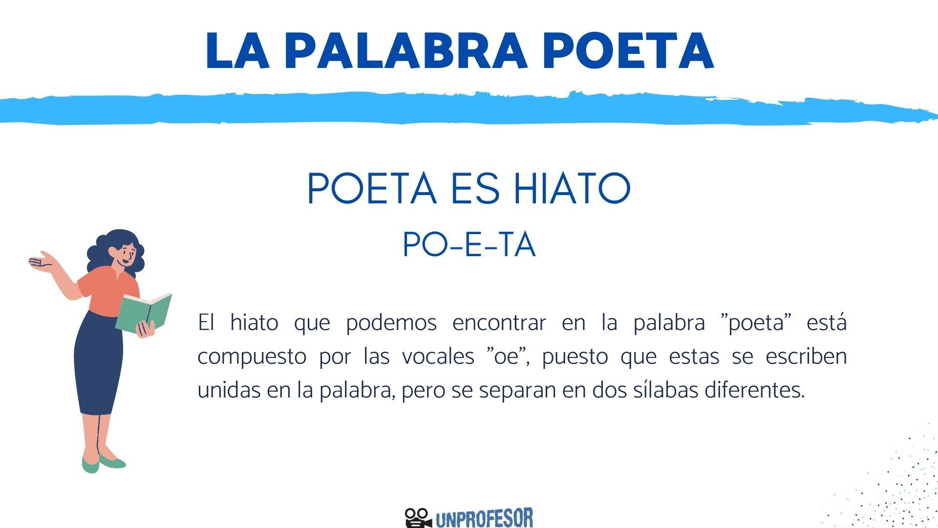 La palabra POETA es diptongo, hiato o triptongo - aquí la respuesta