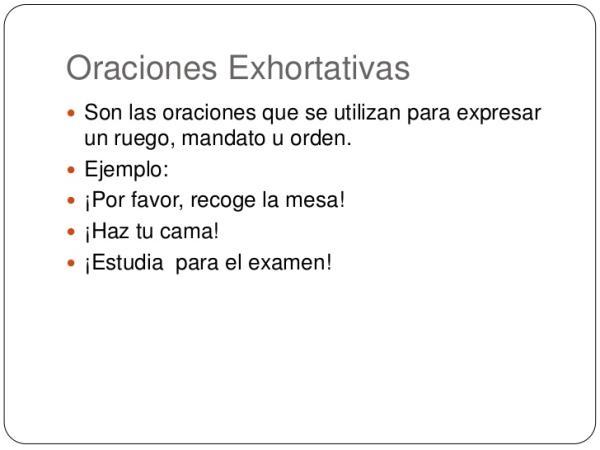 Qué son las oraciones EXHORTATIVAS y ejemplos