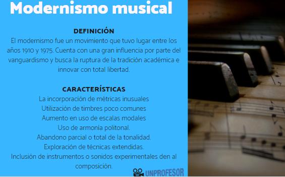 7 características del MODERNISMO musical y compositores más importantes