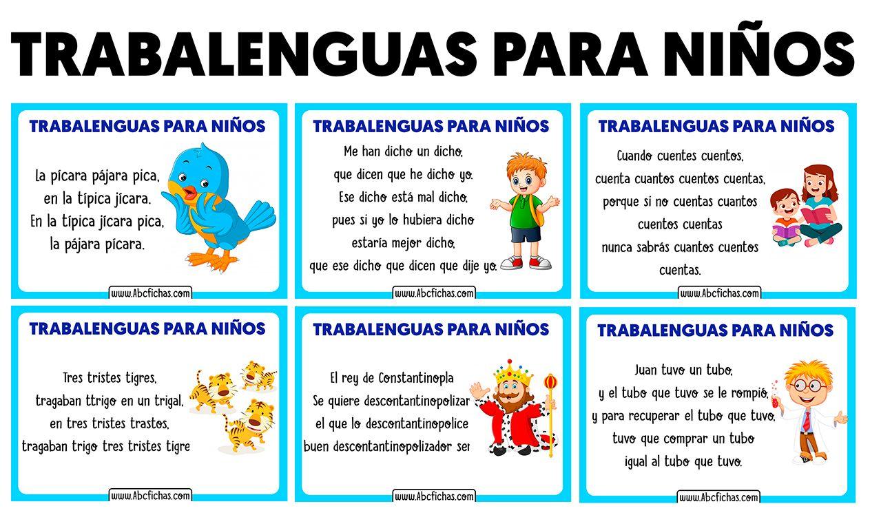 27 ejemplos de TRABALENGUAS - para niños
