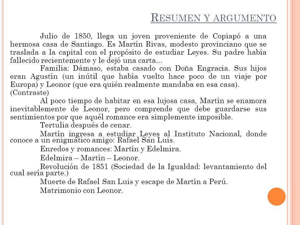 Martín Rivas de A. Blest Gana - RESUMEN por capítulos