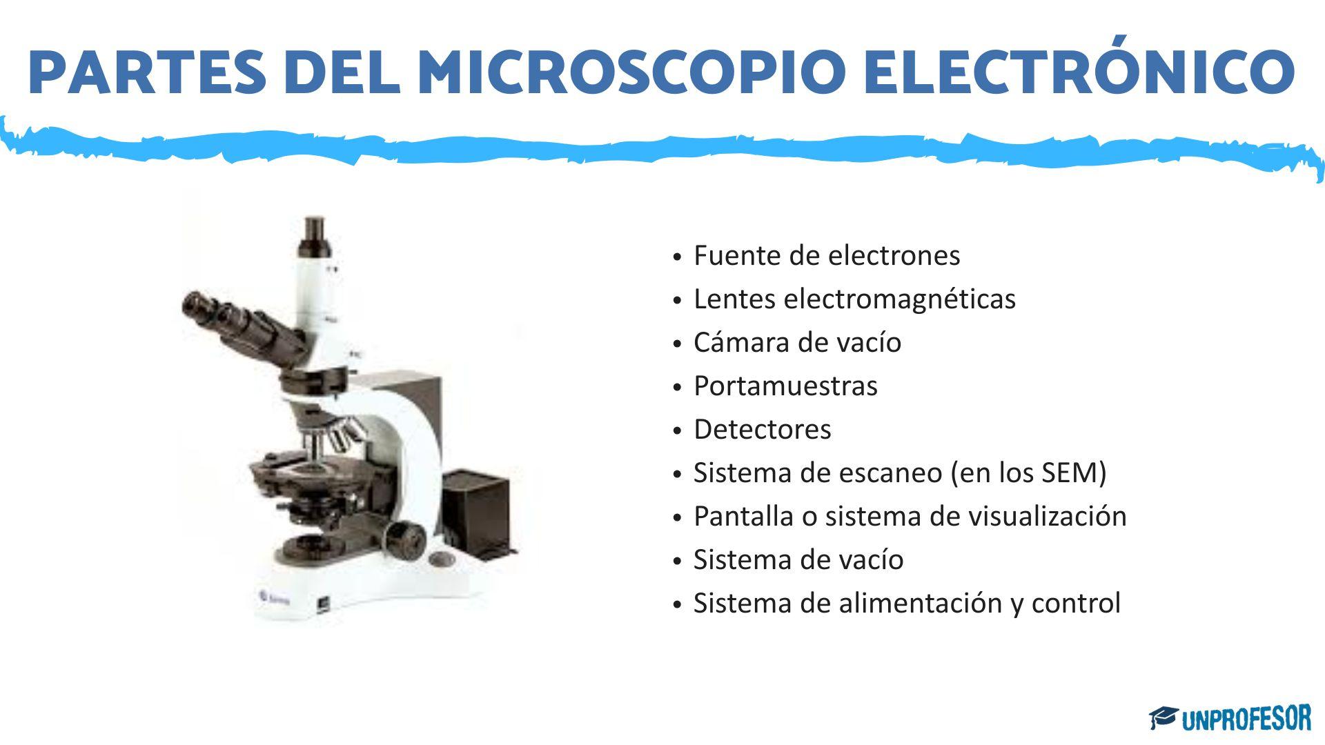 9 partes del microscopio ELECTRÓNICO