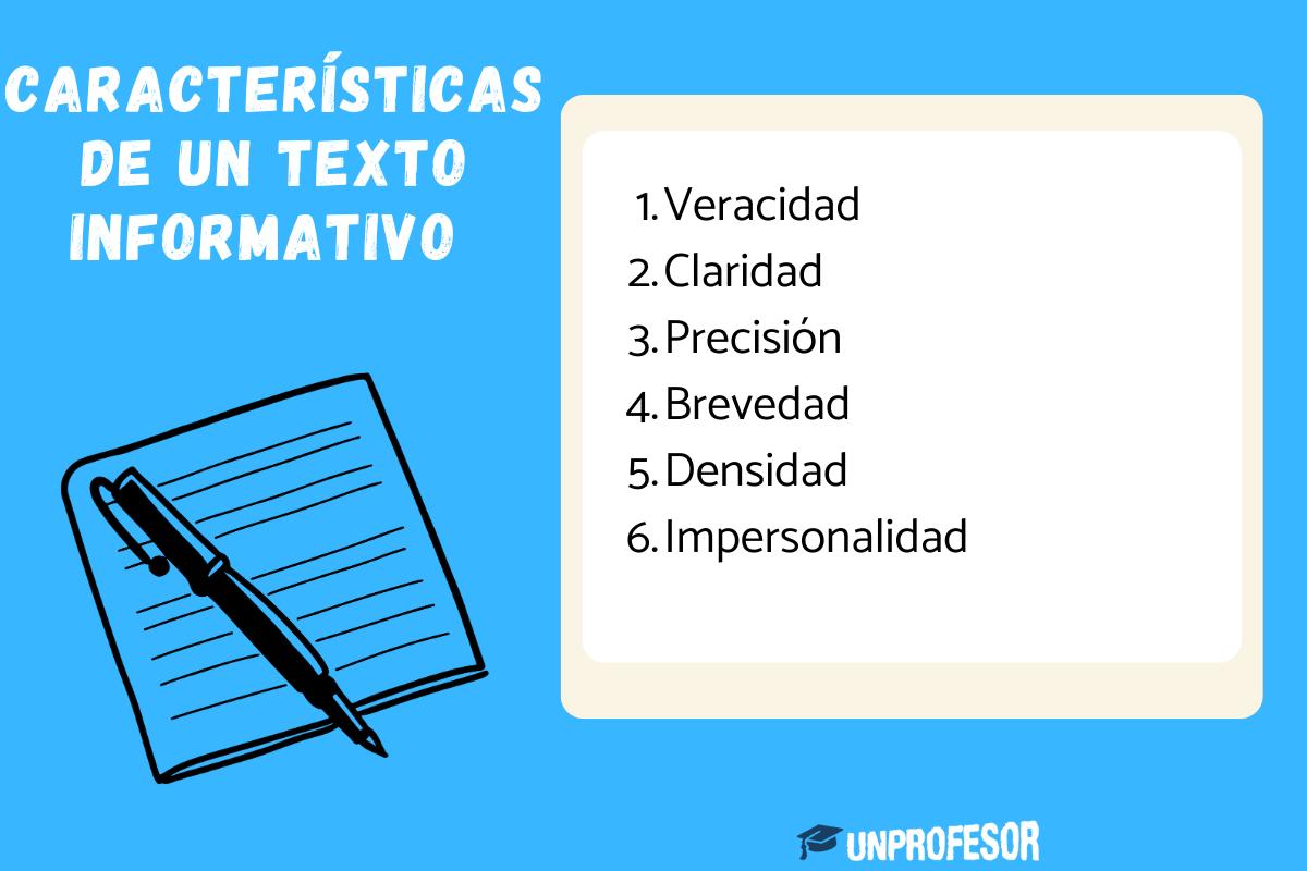 6 características de un texto INFORMATIVO