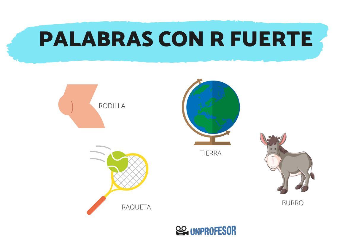 30 ejemplos de palabras con R fuerte para niños