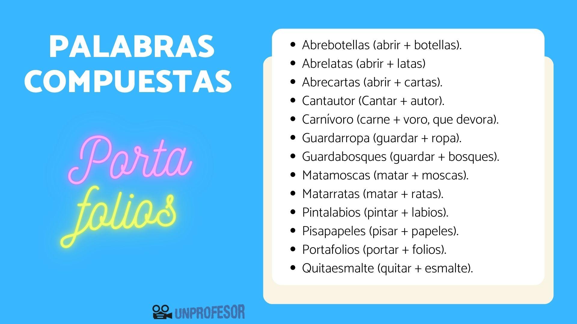 82 ejemplos de palabras COMPUESTAS - para niños y niñas