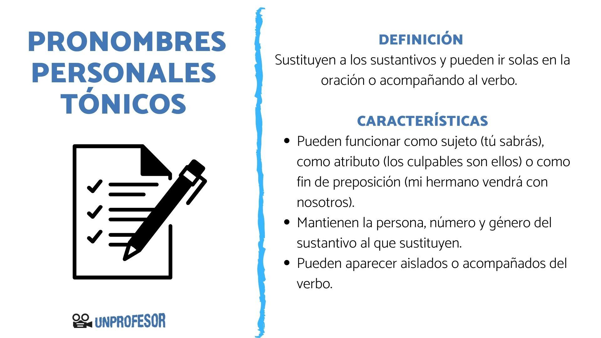 Qué son los pronombres personales TÓNICOS - con ejemplos