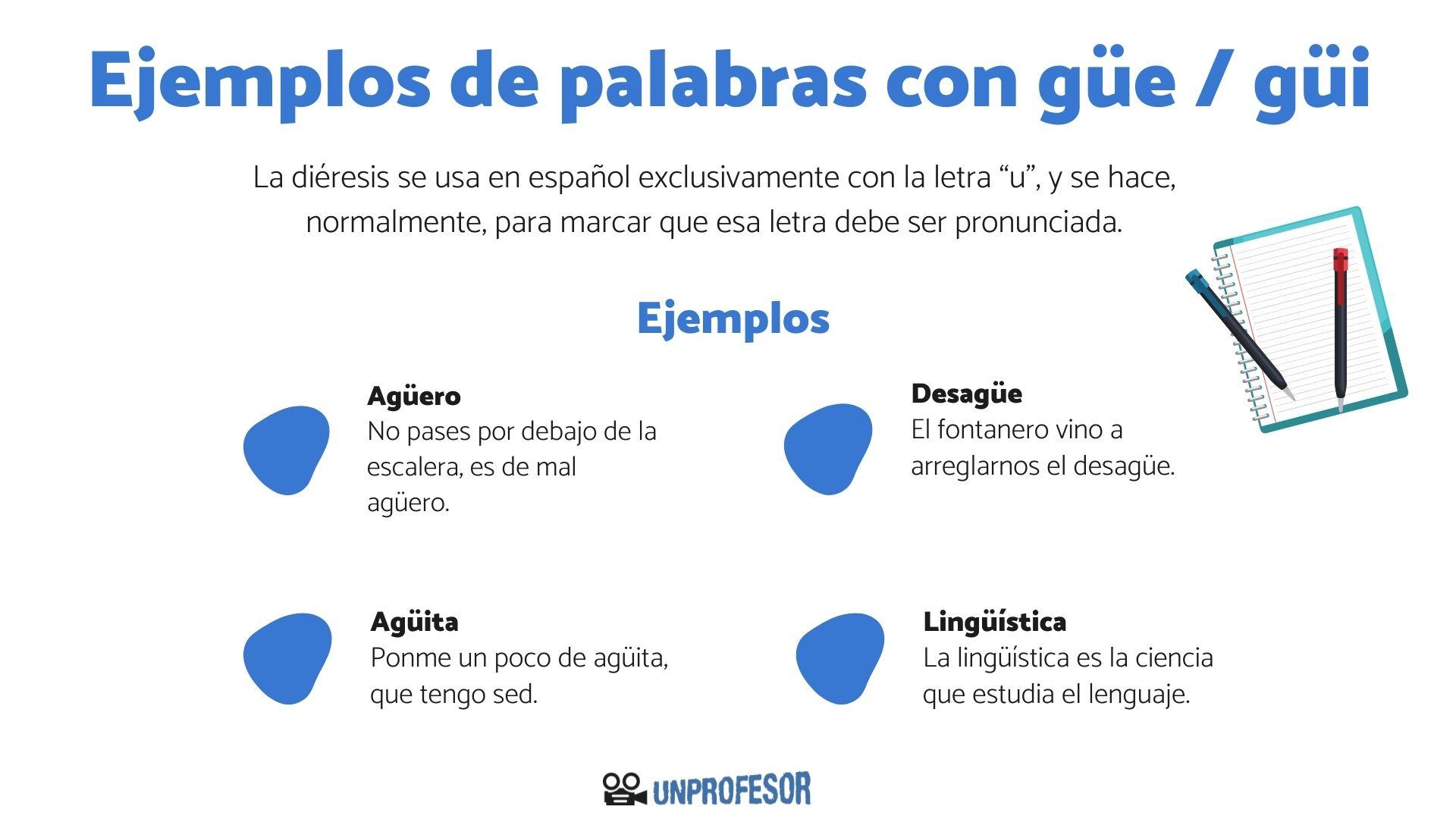 +40 EJEMPLOS de palabras con GUE y GUI con diéresis - [para ESTUDIAR!]