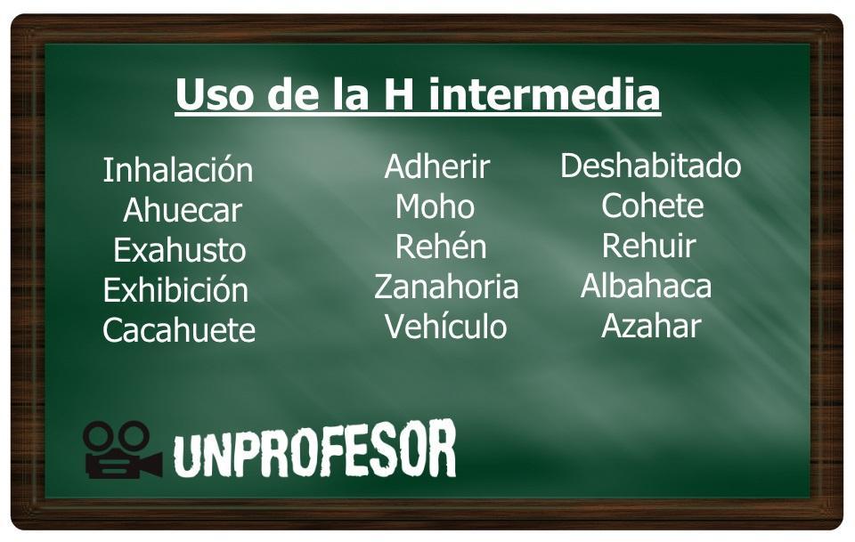 50 ejemplos de palabras con H
