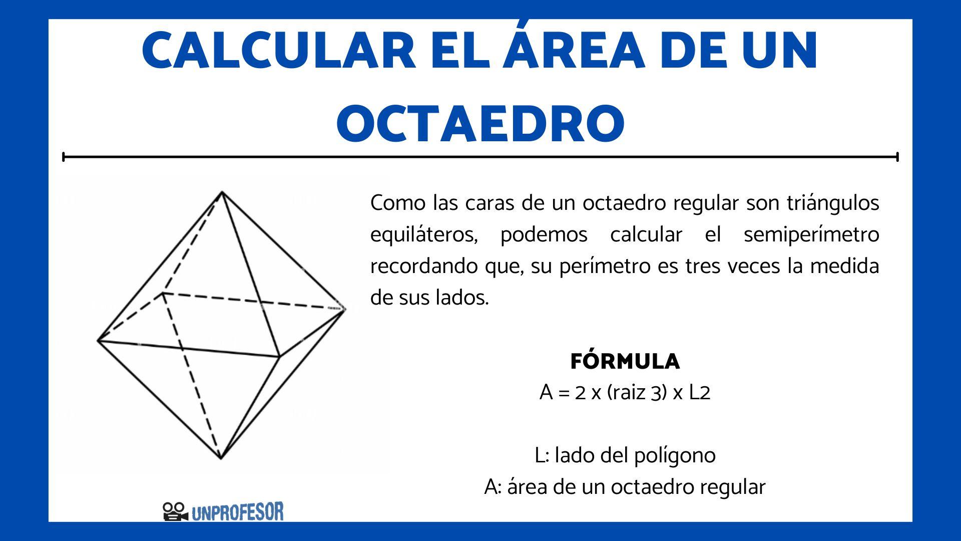 Cómo calcular el ÁREA de un octaedro - fórmula y ejemplos