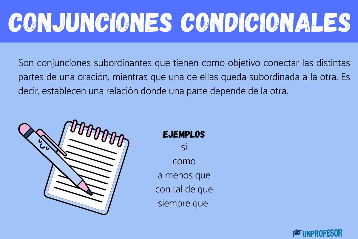 Qué son las conjunciones CONDICIONALES - con ejemplos