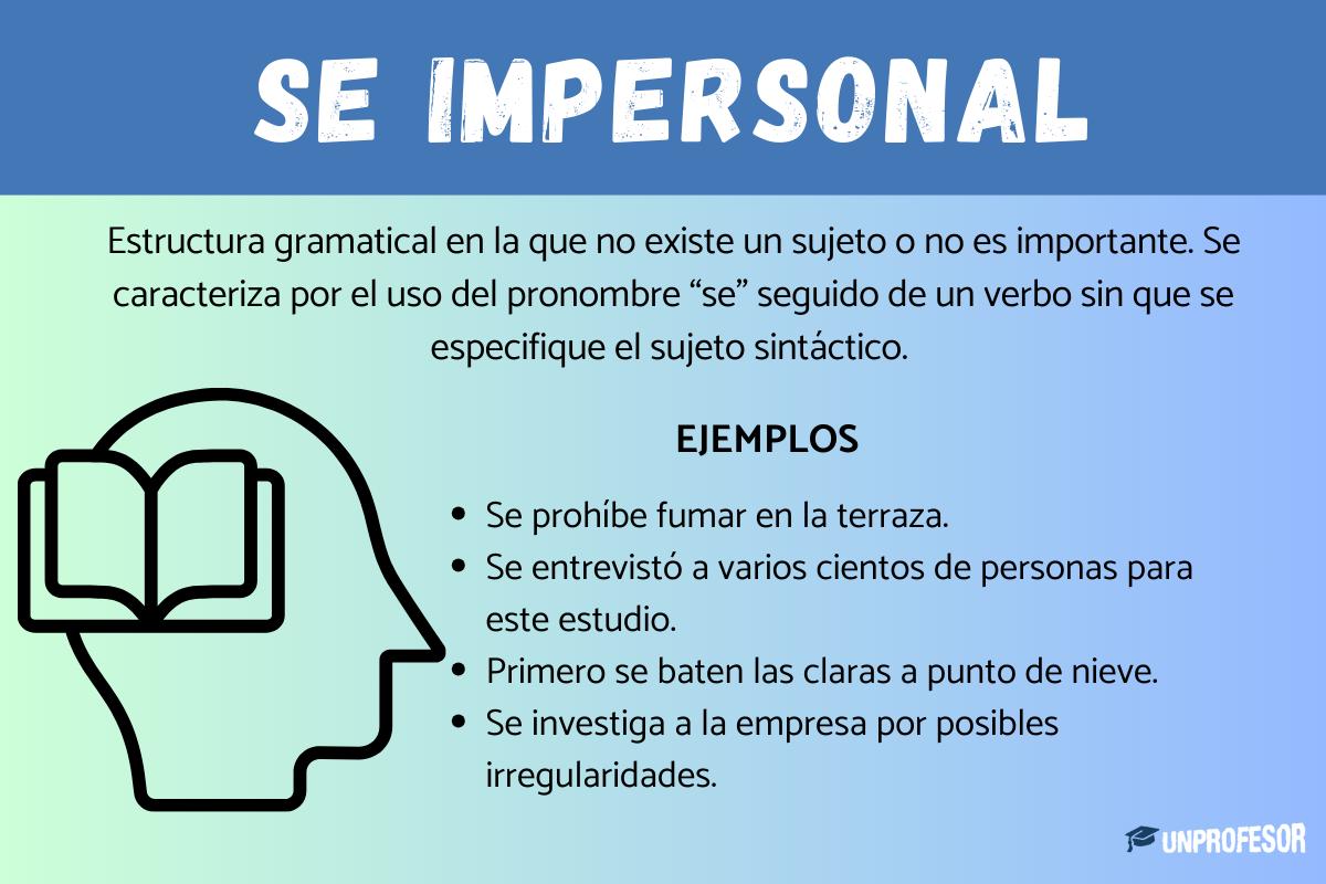 Qué es el SE impersonal y ejemplos