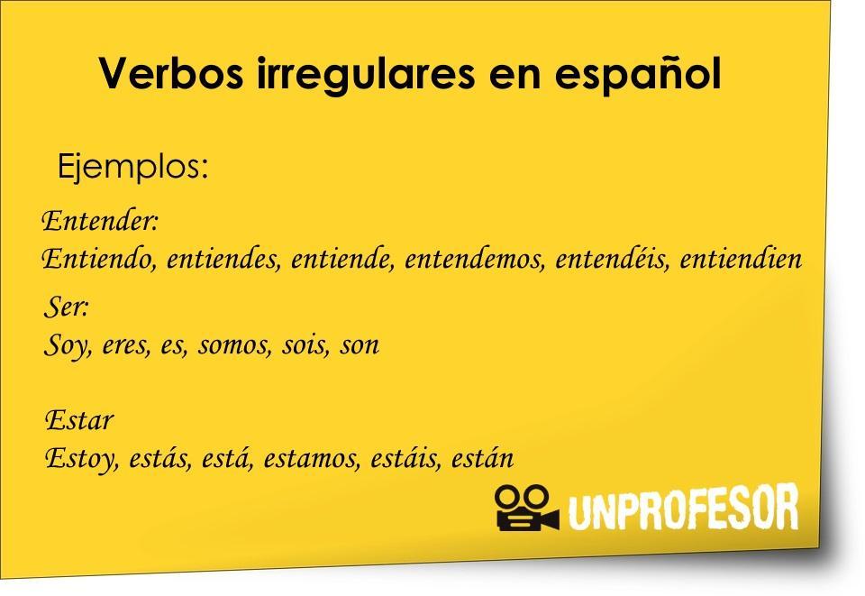 Lista de verbos IRREGULARES en español