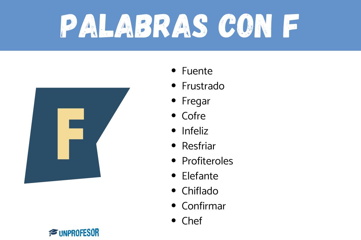 60 ejemplos de palabras con F