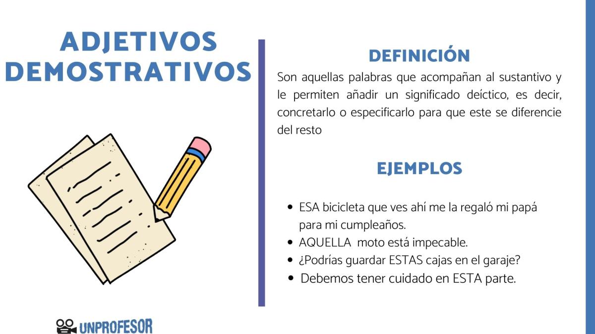 Adjetivos DEMOSTRATIVOS - definición y ejemplos