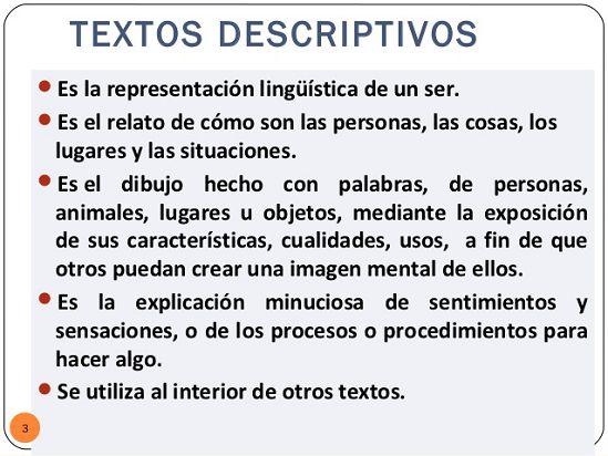 Tipos de textos descriptivos - ¡¡RESUMEN + EJEMPLOS!!