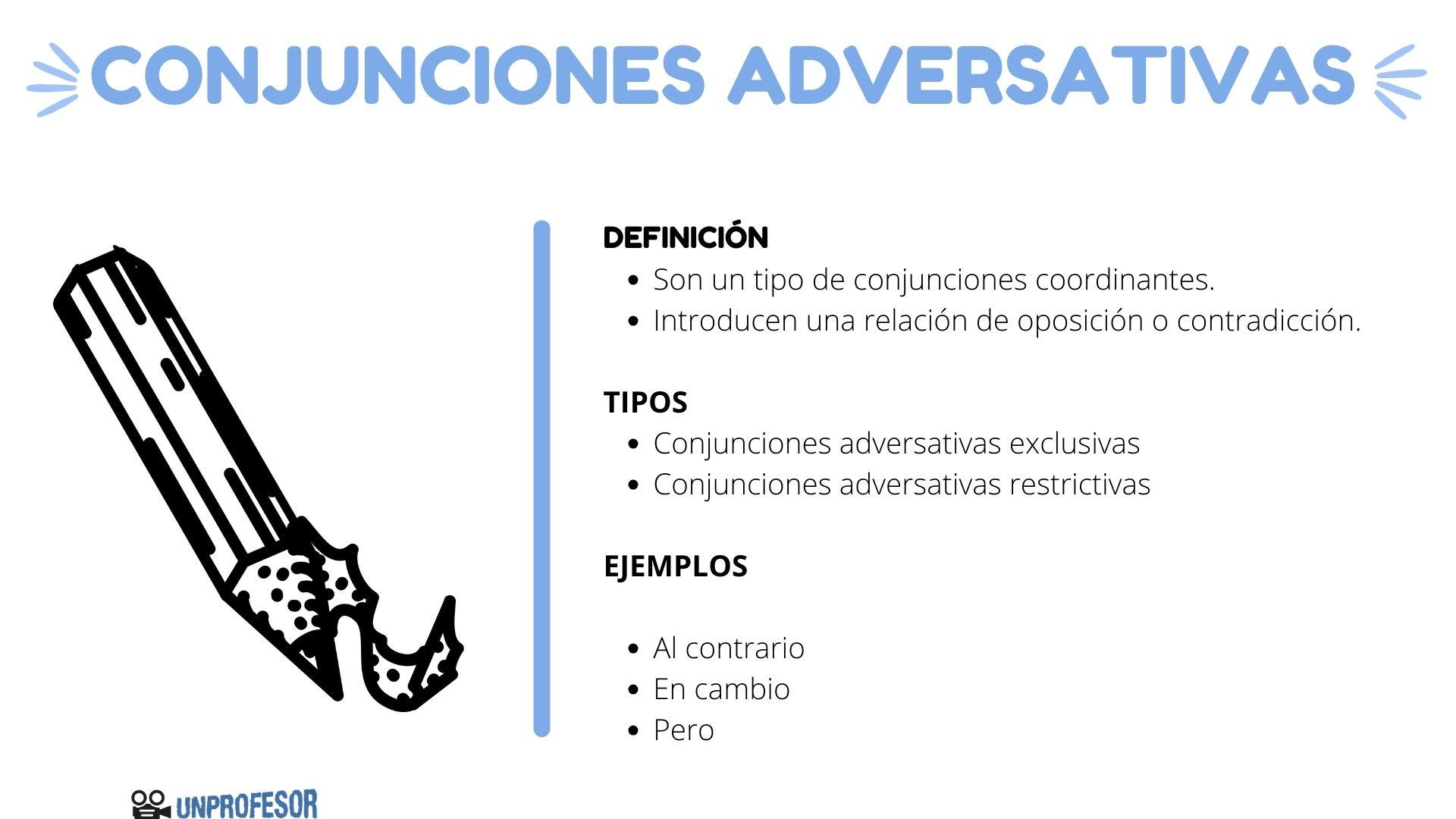 Qué son las conjunciones ADVERSATIVAS - con ejemplos